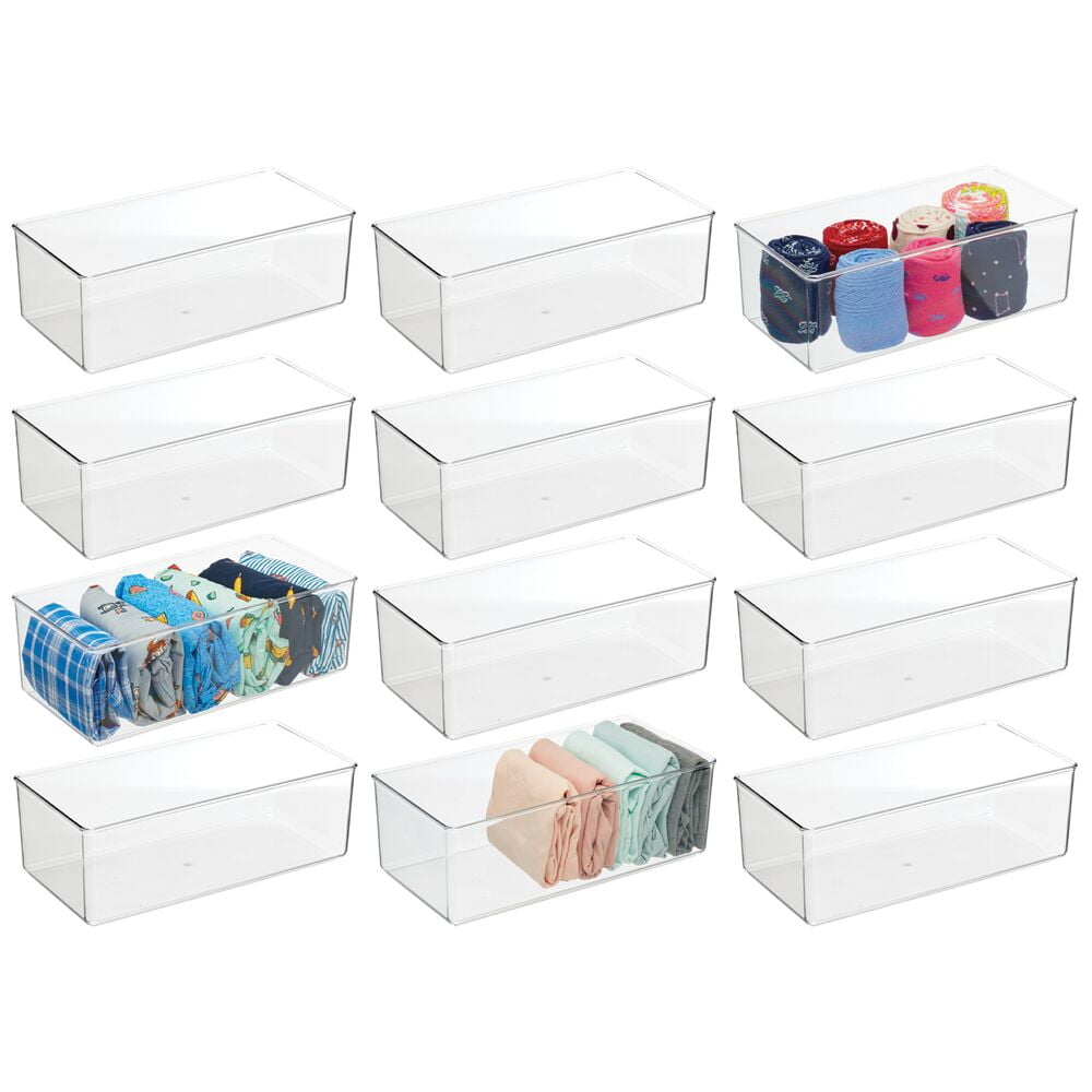 mDesign Long Plastic Drawer Organizer Container Bin for Closet, 12 Pack ...