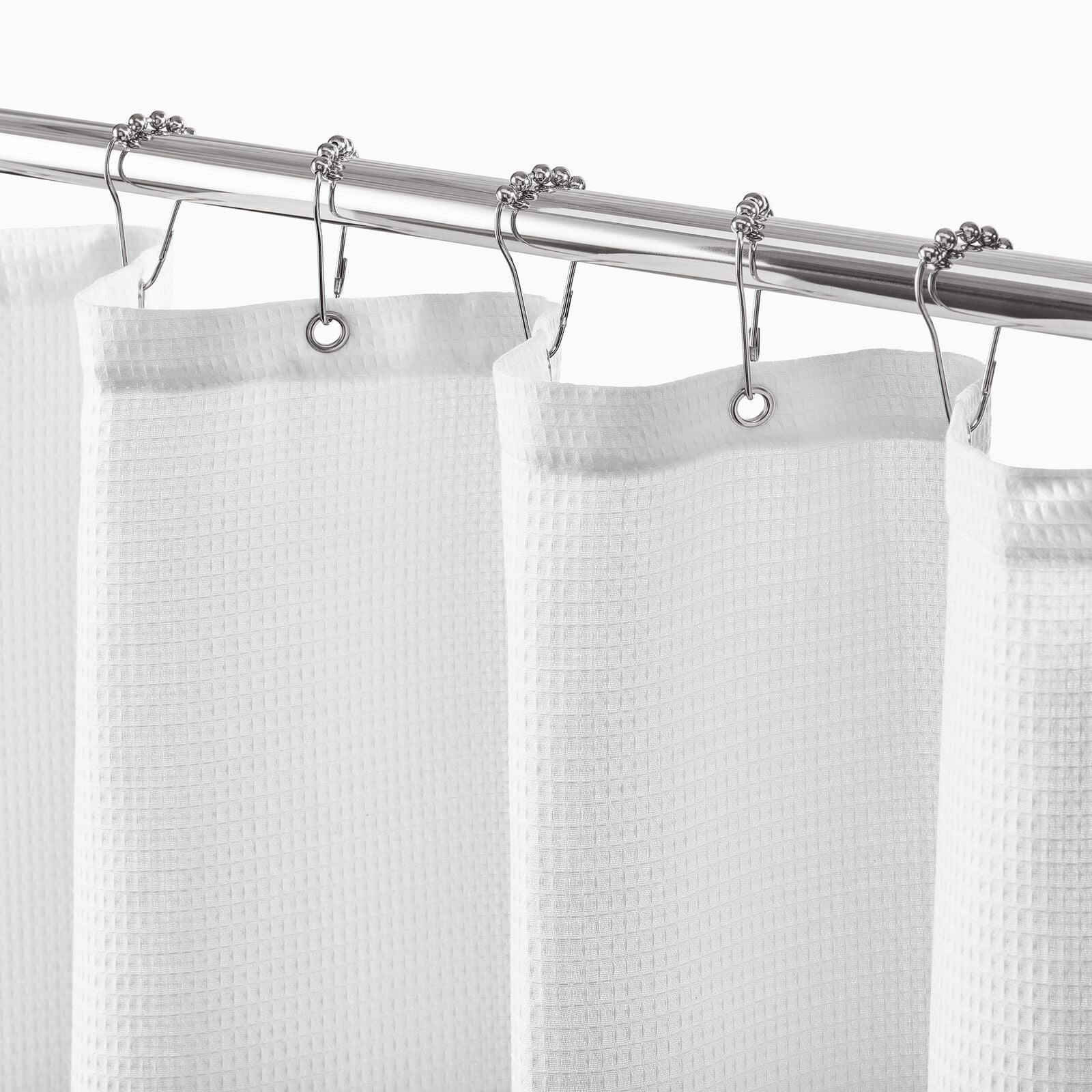 mDesign Long Waffle Knit Cotton Blend Bathroom Shower Curtain - 72" x ...