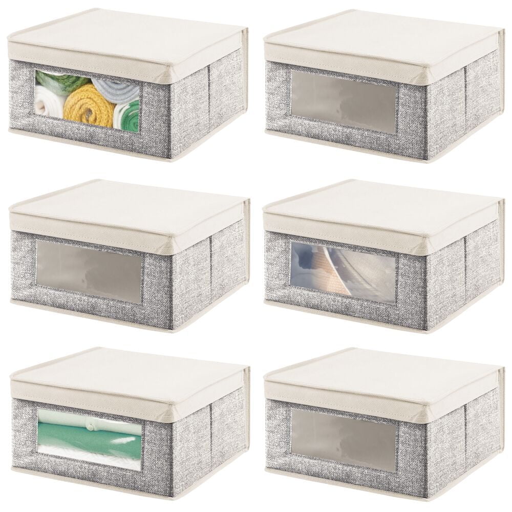 mDesign Medium Fabric Closet Storage Box, Front Window/Lid, 6 Pack ...