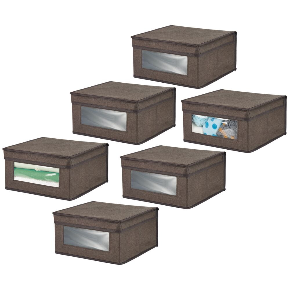 mDesign Medium Fabric Closet Storage Box, Front Window/Lid, 6 Pack ...