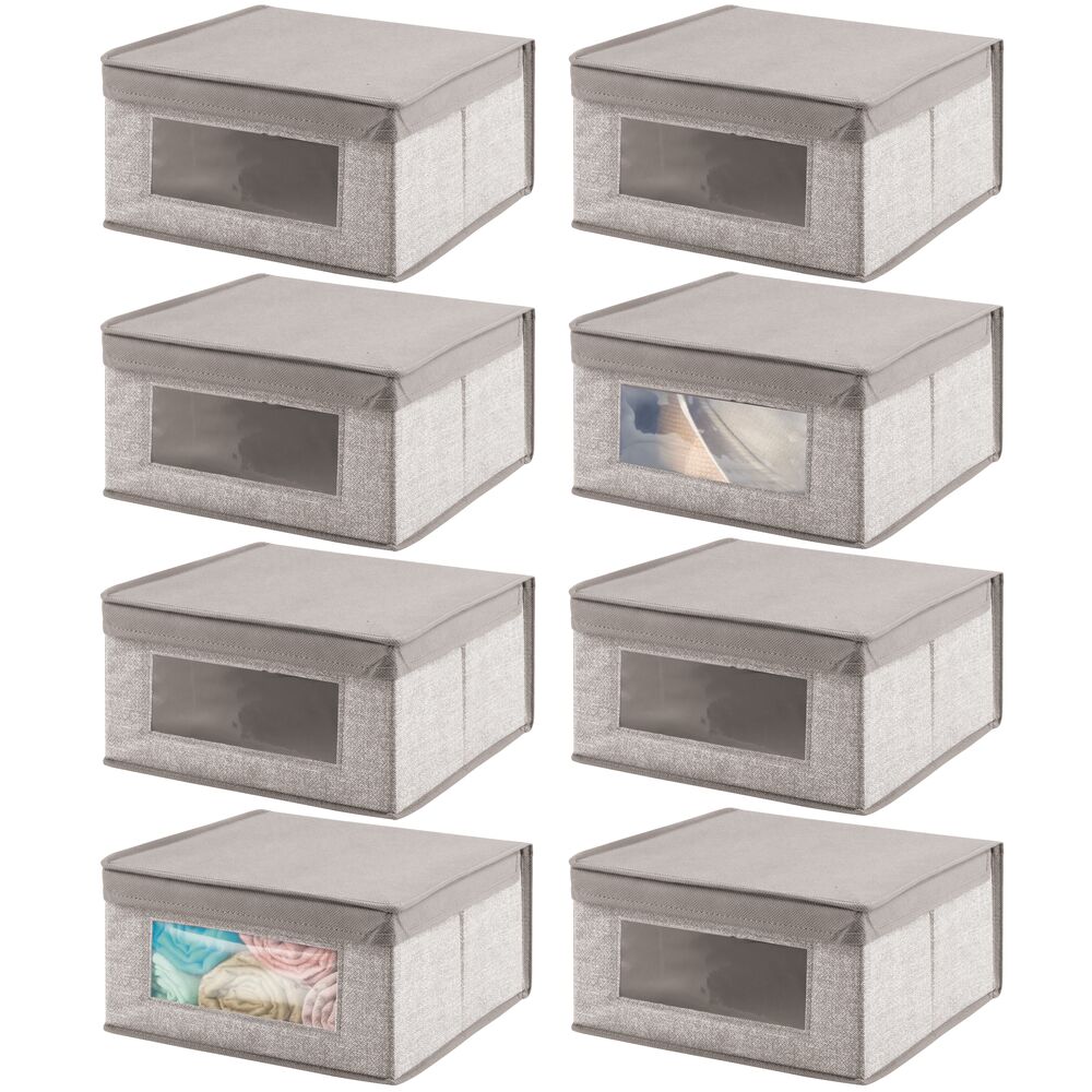mDesign Medium Fabric Closet Storage Box, Front Window/Lid, 8 Pack ...