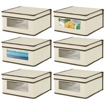 mDesign Medium Fabric Closet Storage Box with Front Window/Lid, 6 Pack ...