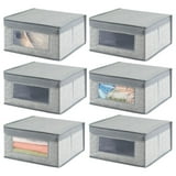 mDesign Medium Fabric Closet Storage Box with Front Window/Lid, 6 Pack ...