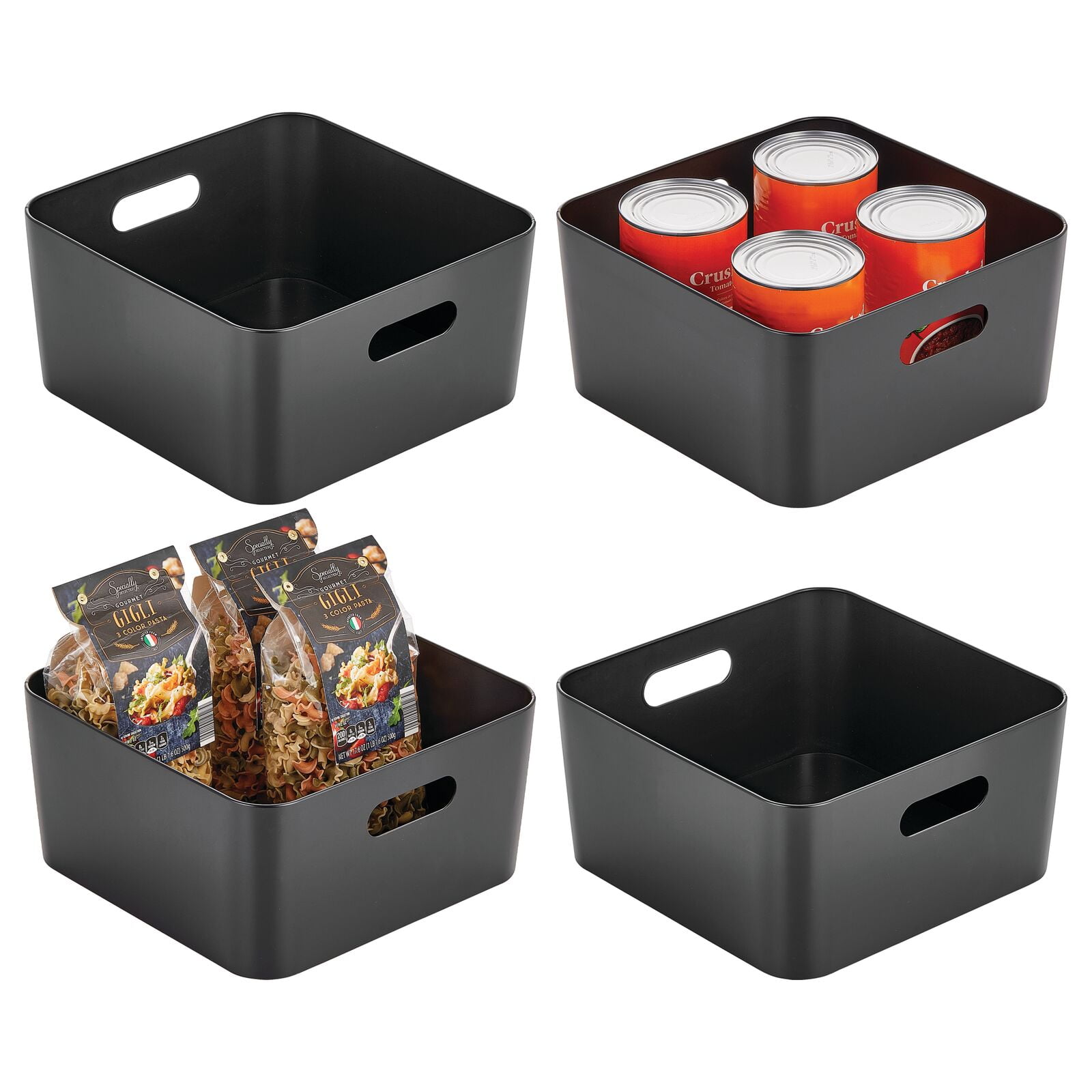 mDesign Medium Metal Kitchen Storage Container Bin with Handles, 4 Pack ...