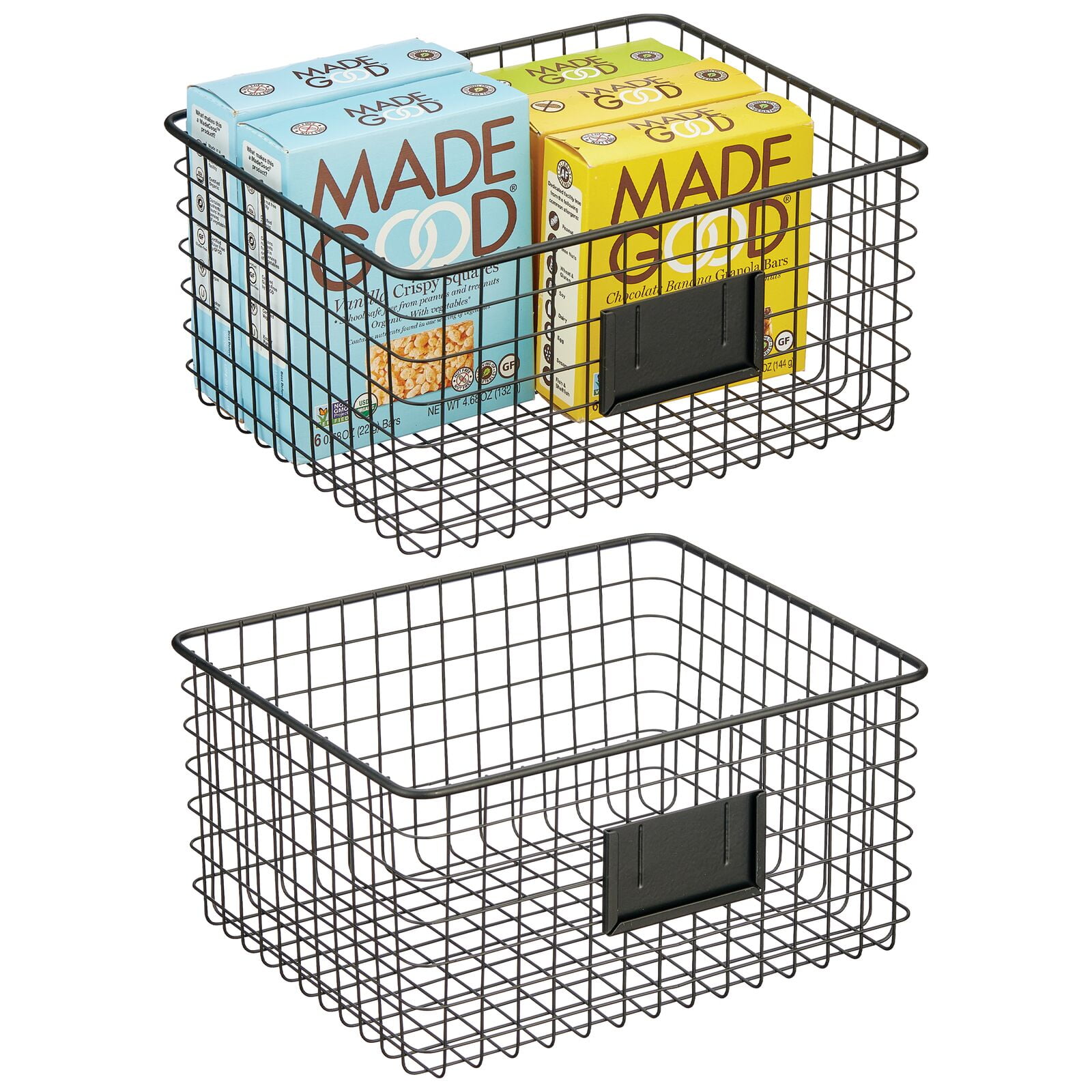 mDesign Medium Metal Wire Storage Organizer Bin Baskets with Label Slot ...