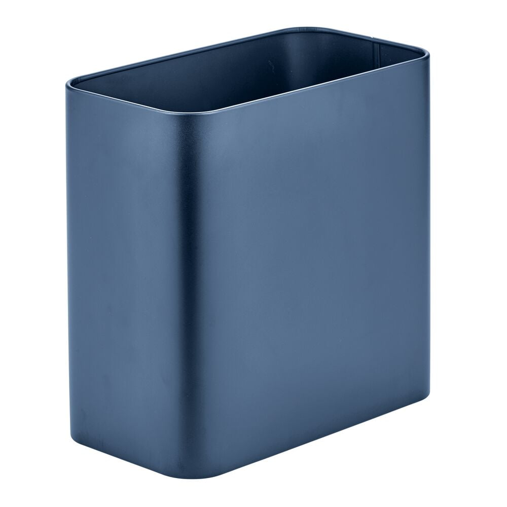 mDesign Small Trash Bedroom Bath Waste Basket, Metal 2.4 Gallon, Navy ...