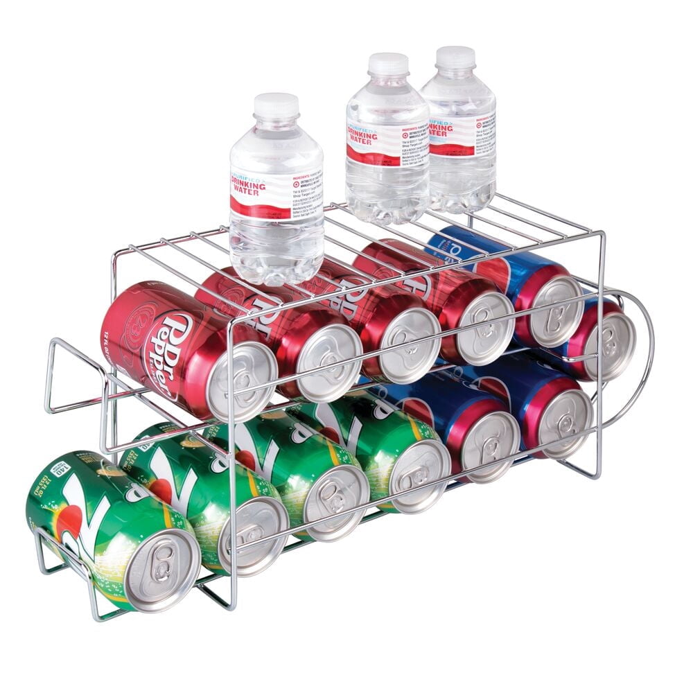 mDesign Metal Soda Pop Organizer with Rolling Gravity Drink Storage for ...