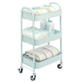 mDesign Small Bathroom Movable 3-Tier Metal Rolling Utility Storage ...