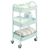 mDesign Small Bathroom Movable 3-Tier Metal Rolling Utility Storage ...
