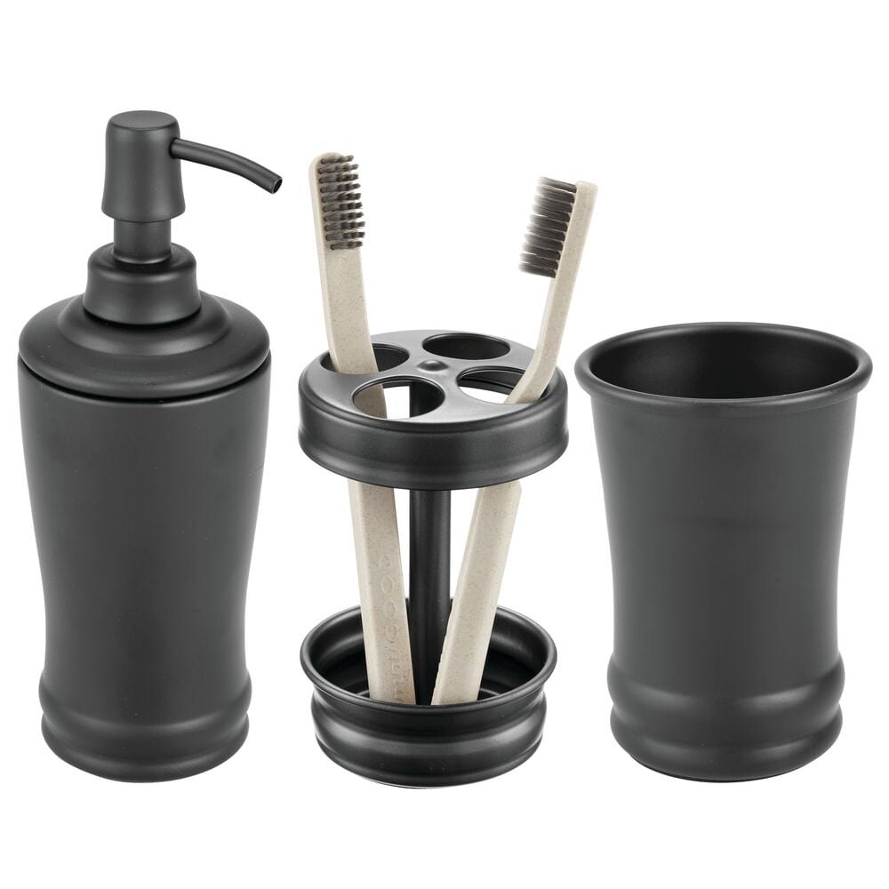 mDesign Metal Bathroom Vanity Countertop Accessories Set of 3, Matte ...