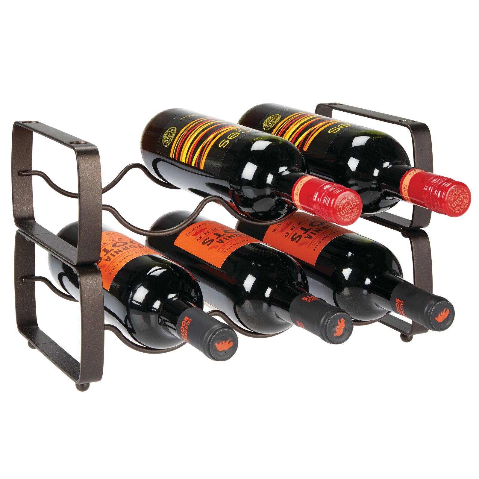 mDesign Metal Free-Standing Stackable Multi-Bottle Wine Rack - 2 Pack ...