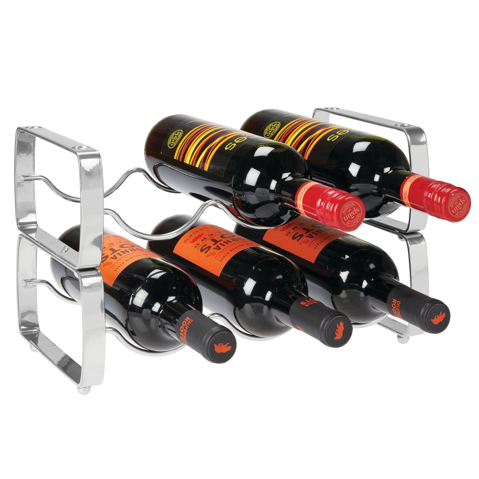 mDesign Metal Free-Standing Stackable Multi-Bottle Wine Rack - 2 Pack ...