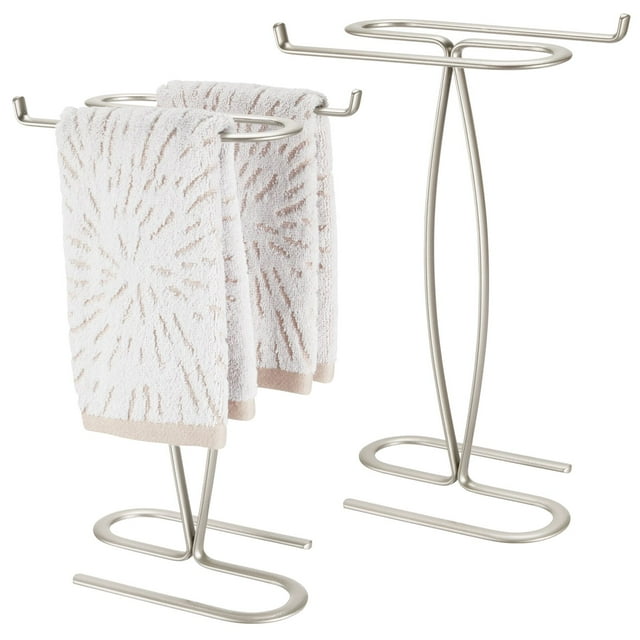 mDesign Metal Hand Towel Holder Stand for Bath Vanity Countertop, 2 ...
