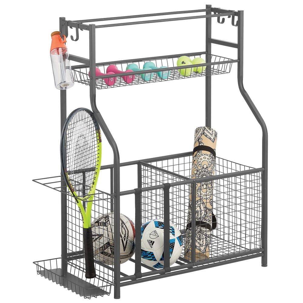 mDesign Metal Heavy Duty Garage Sports Storage Rack with Top Shelf ...