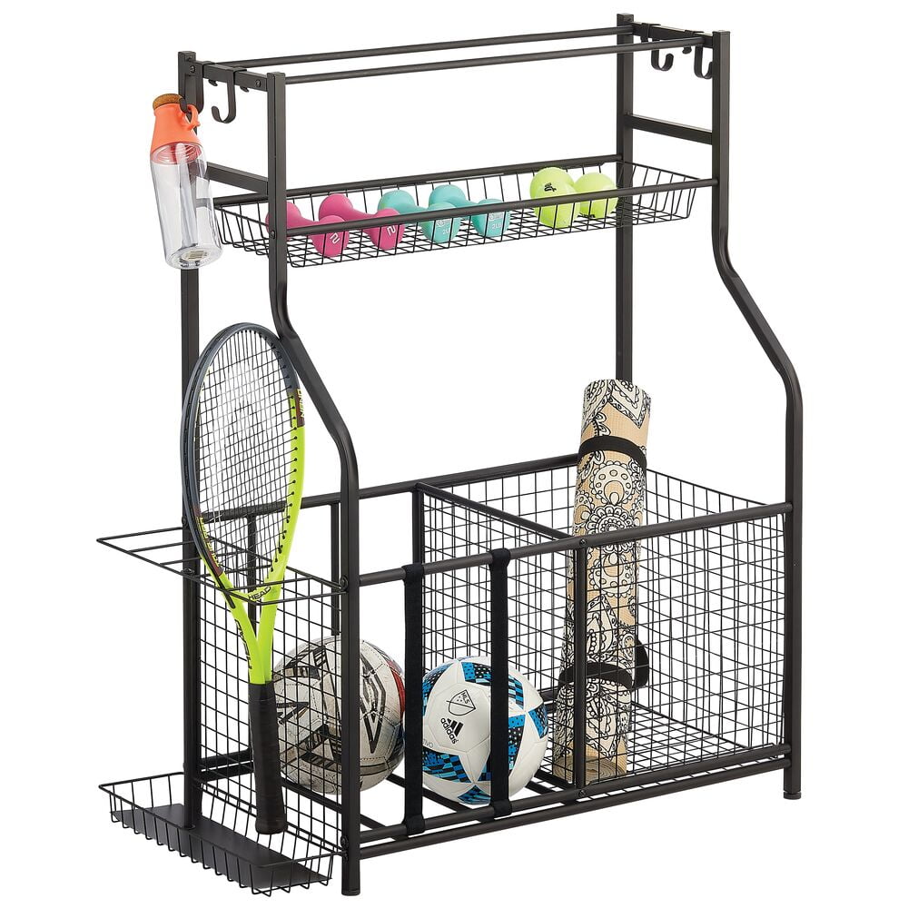 mDesign Metal Heavy Duty Garage Sports Storage Rack with Top Shelf ...