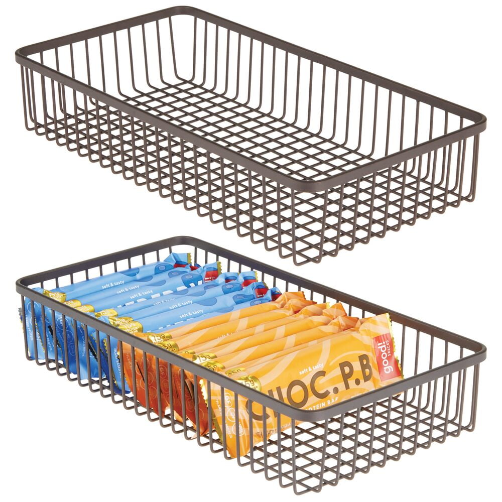 mDesign Metal Kitchen Cabinet Drawer Organizer Tray, 12.1" Long, 2 Pack ...