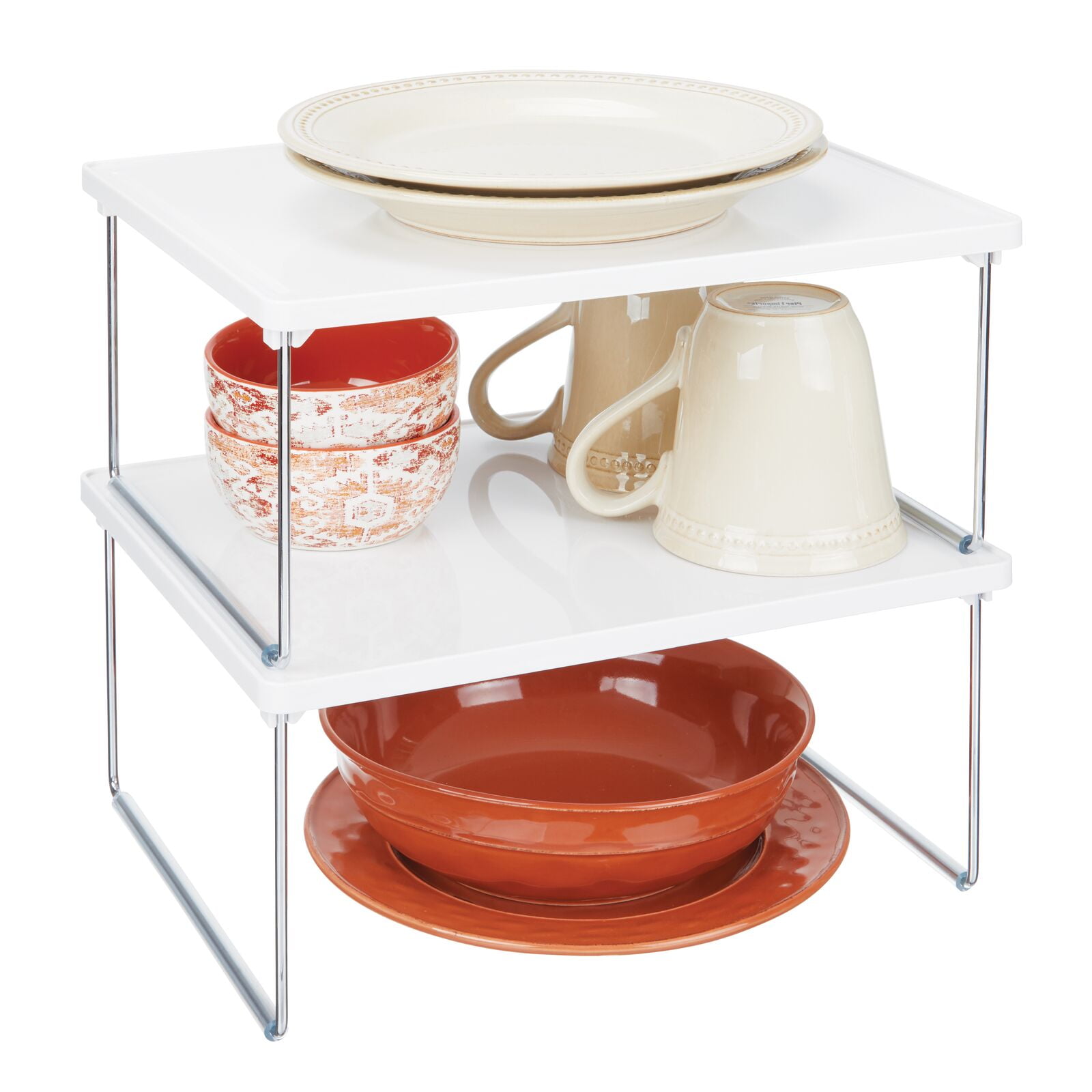 mDesign Plastic Kitchen Cabinet Shelves, Pantry Storage Solutions, 2 ...