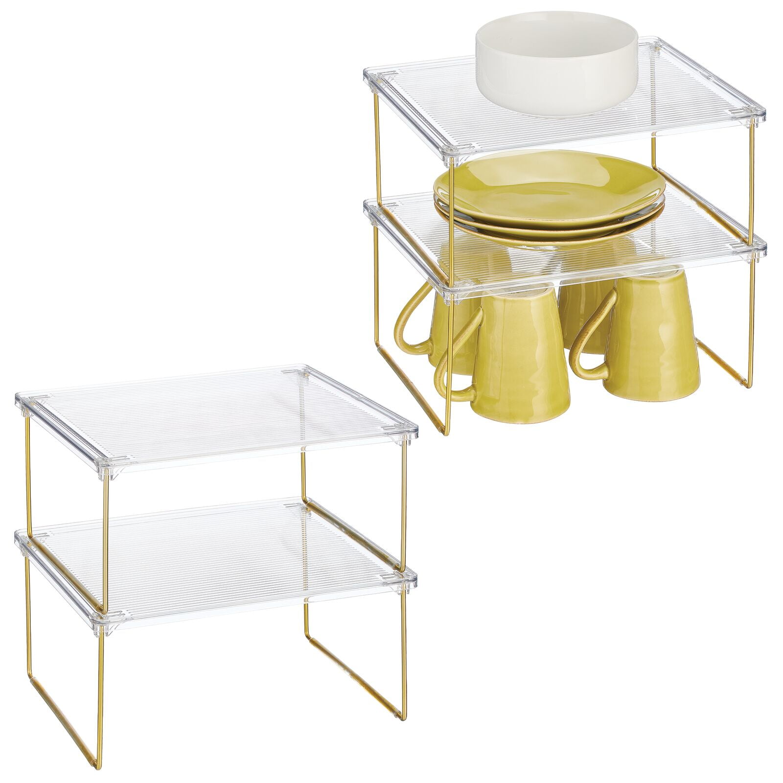 mDesign Metal Kitchen Cabinet Stack Storage Organizer, 4 Pack, Clear ...