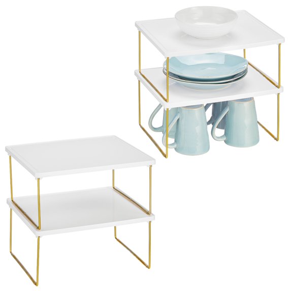 mDesign Metal Kitchen Cabinet Stack Storage Organizer, 4 Pack, White ...