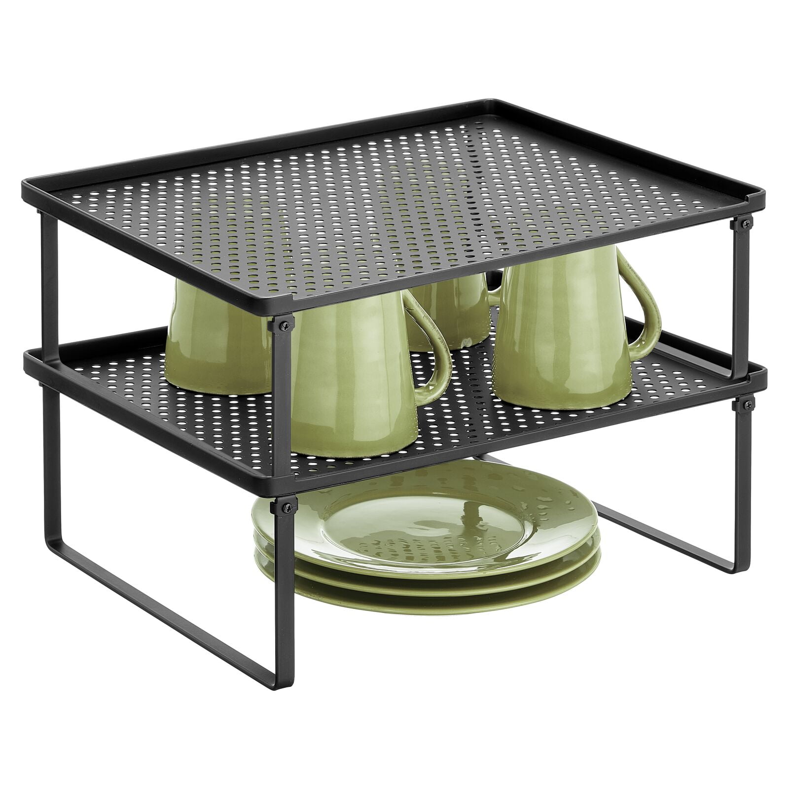 mDesign Metal Kitchen Shelf Stackable Organizer Storage Rack, 2 Pack ...
