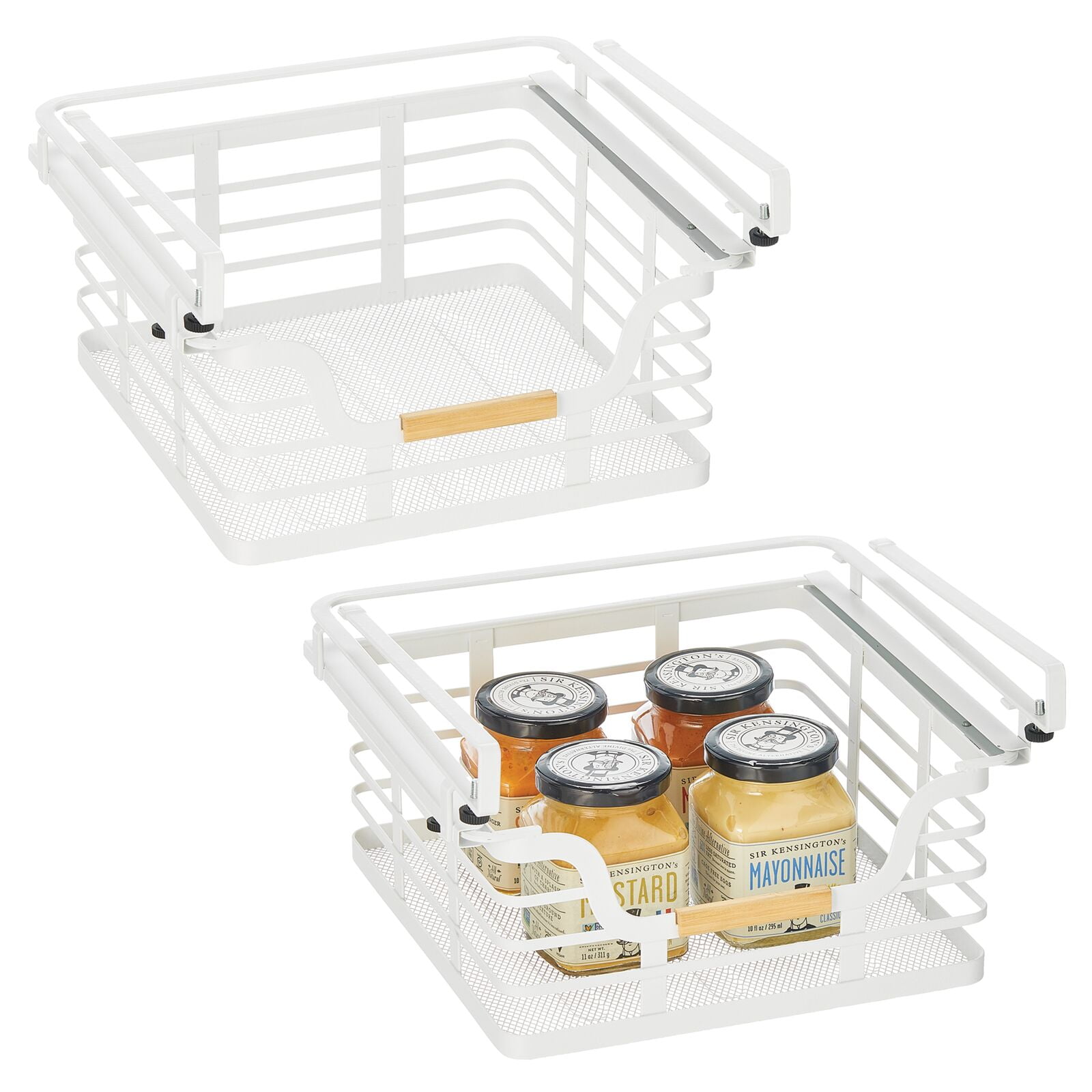 mDesign Metal Kitchen Under Shelf Storage Baskets - 2 Pack - Matte ...