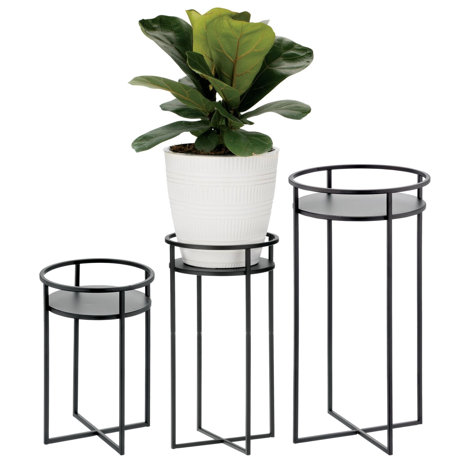 mDesign Metal Midcentury Indoor/Outdoor Stands for Plants, Set of 3 ...