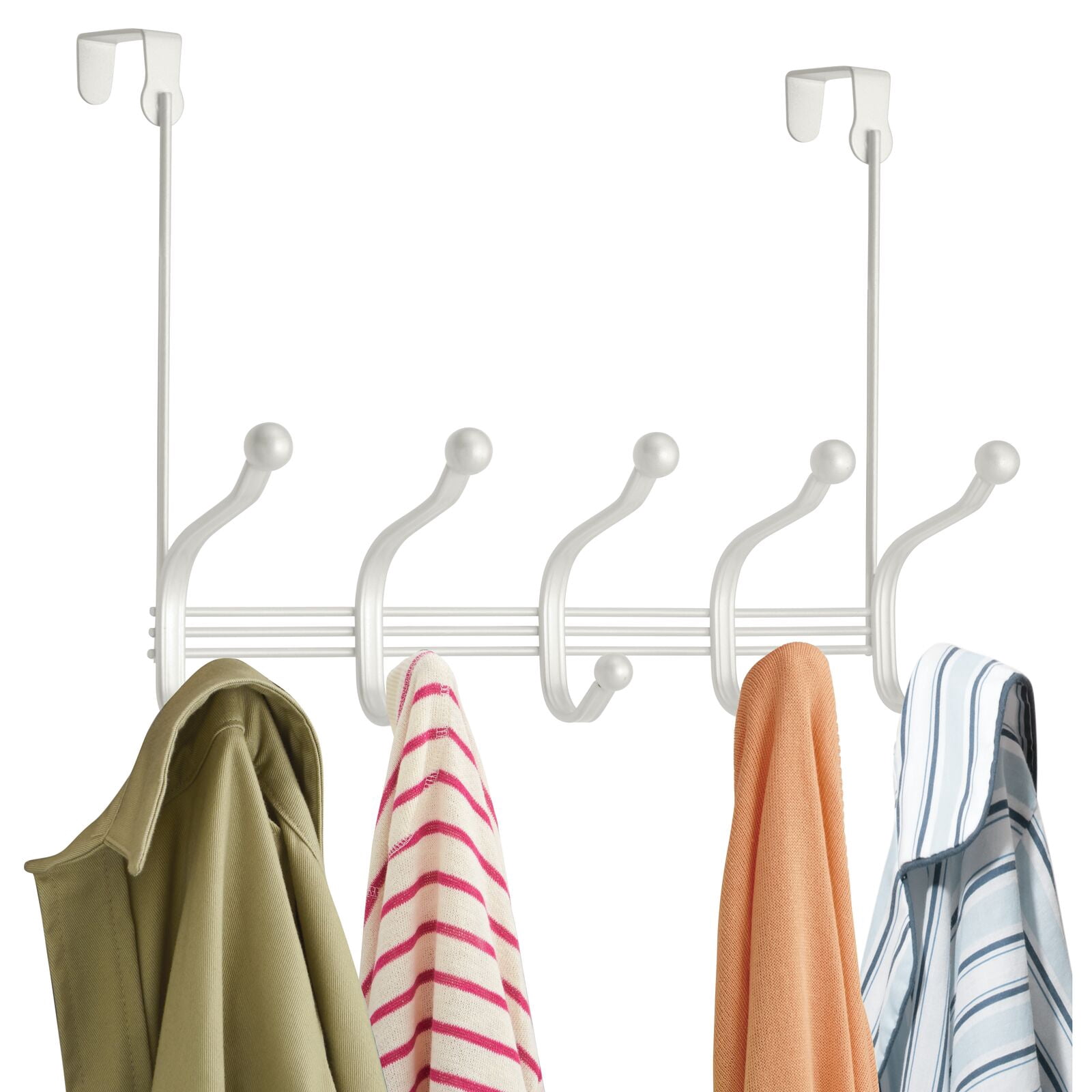 mDesign Metal Over Door Hanging Storage Organizer Rack, 10 Hooks ...