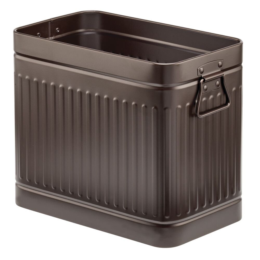 mDesign Small Bathroom Wastebasket Container, Metal Rectangle Trash Can ...