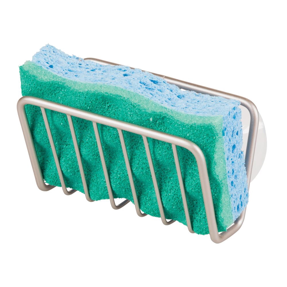 mDesign Metal Sponge or Soap Holder with Suction Cups, Satin - Walmart.com
