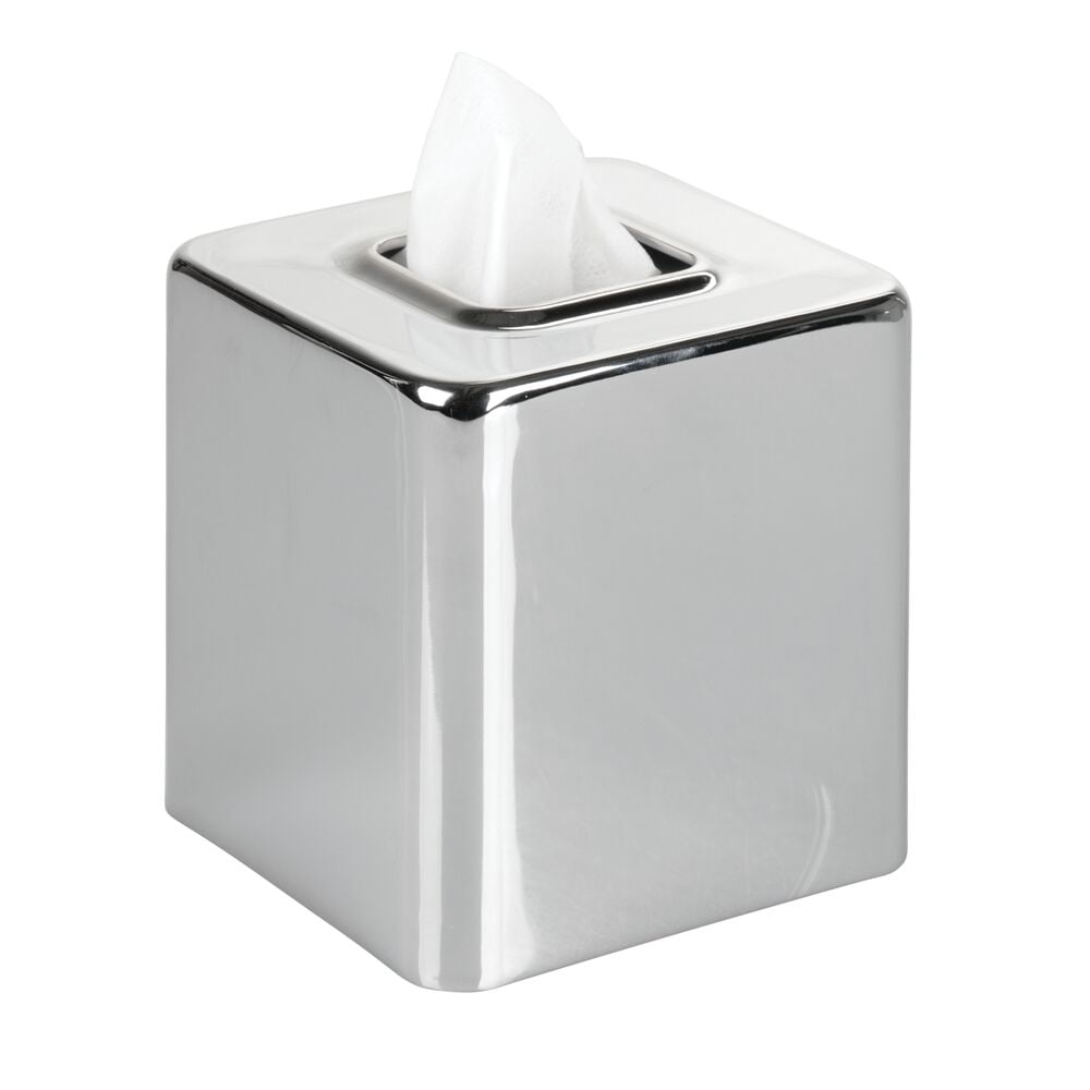 mDesign Modern Square Metal Tissue Box Cover Holder for Bathroom ...