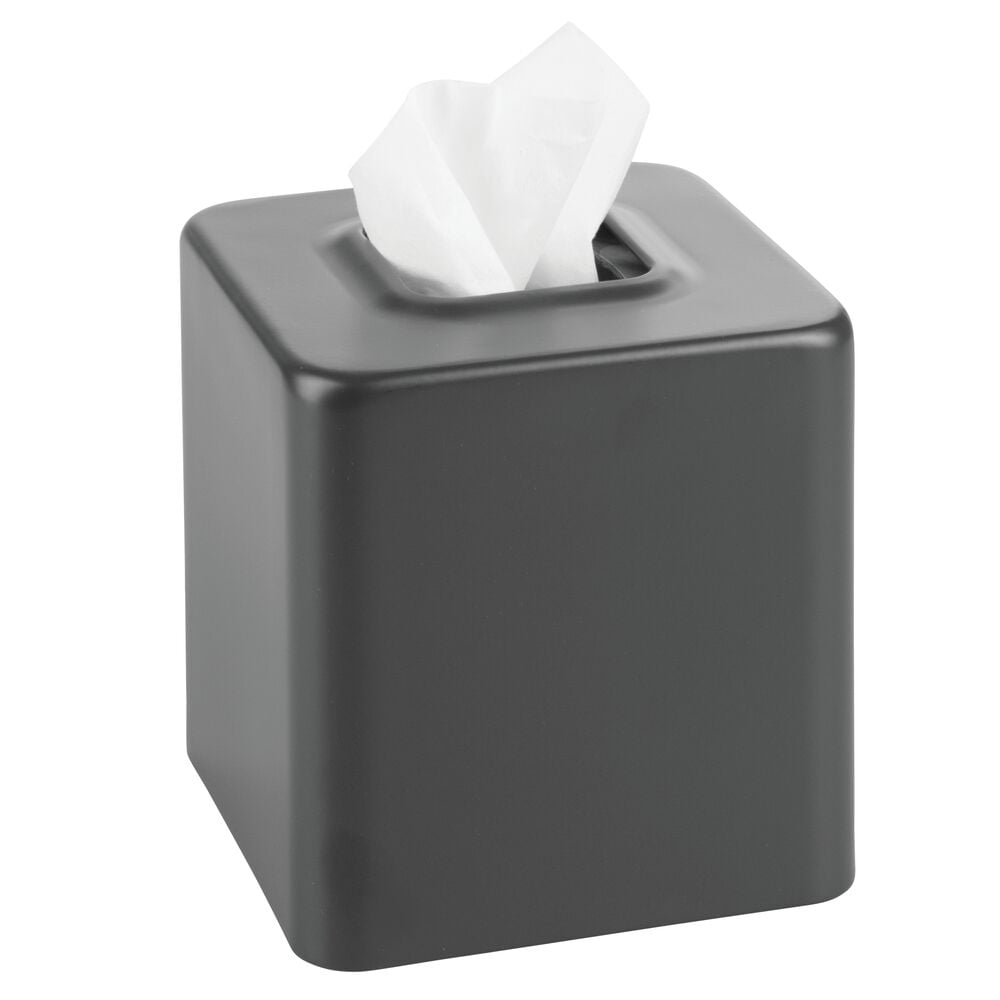 mDesign Metal Square Modern Tissue Box Cover Holder for Bathroom - Dark ...