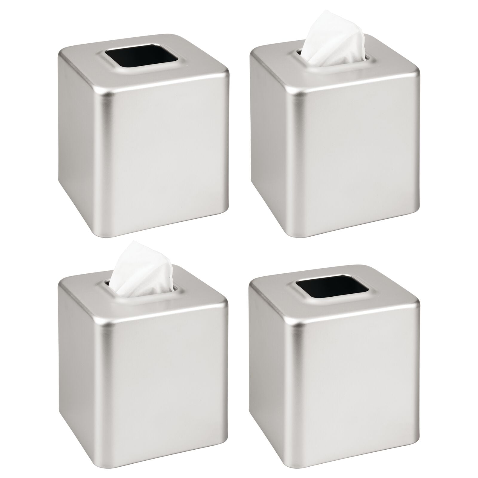 mDesign Metal Square Tissue Box Cover Holder for Bathroom, 4 Pack ...