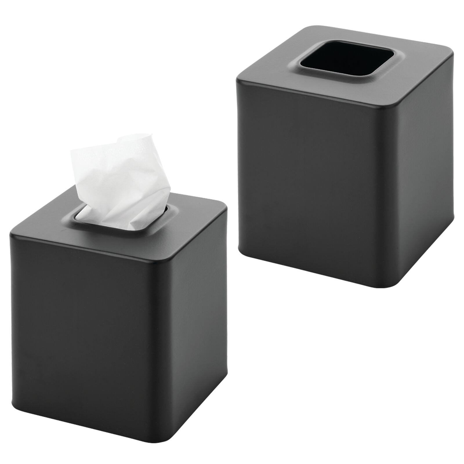 mDesign Metal Square Tissue Box Cover for Bathroom - 2 Pack - Black ...