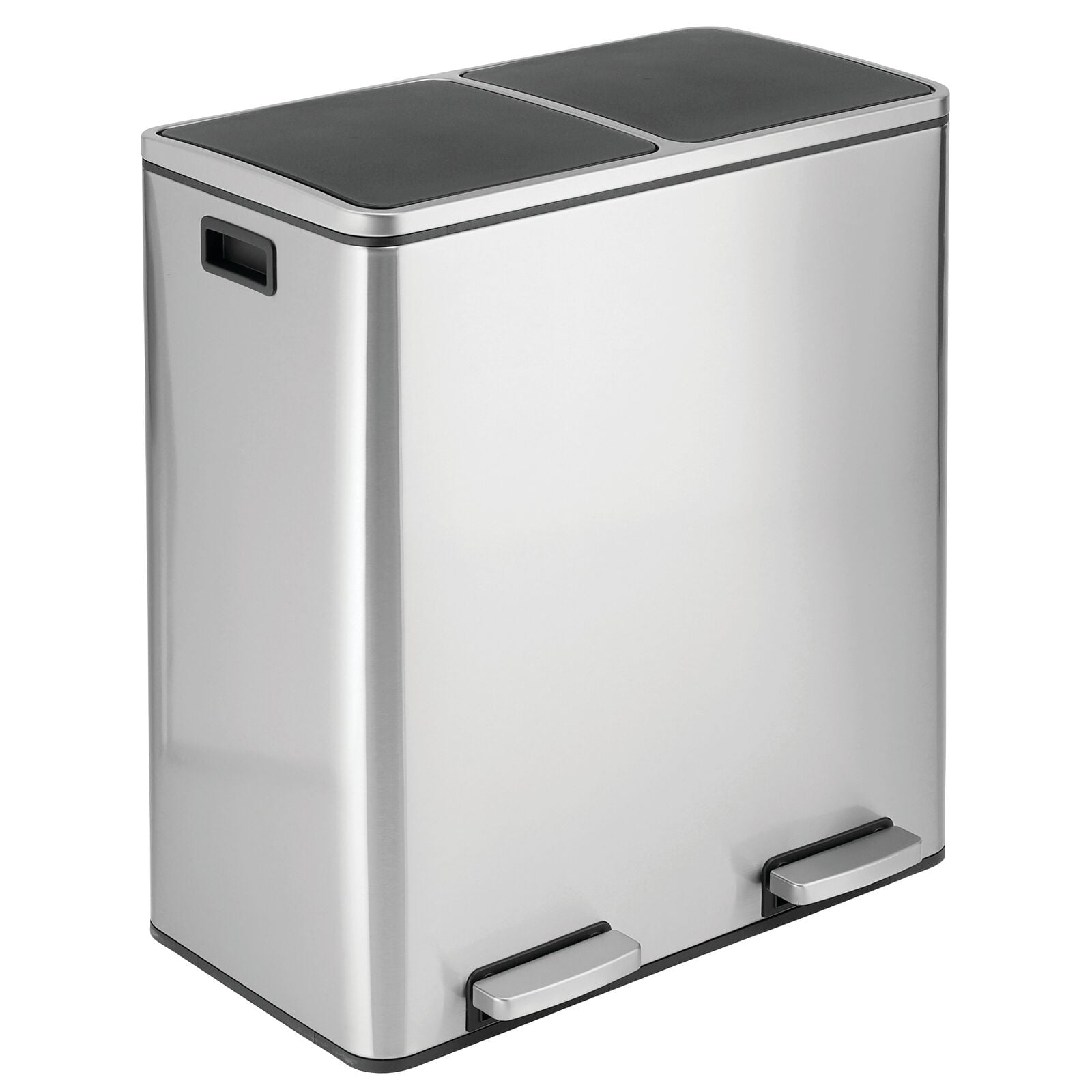 mDesign Large 60L Dual Compartment Kitchen Waste Basket with Foot Pedal ...