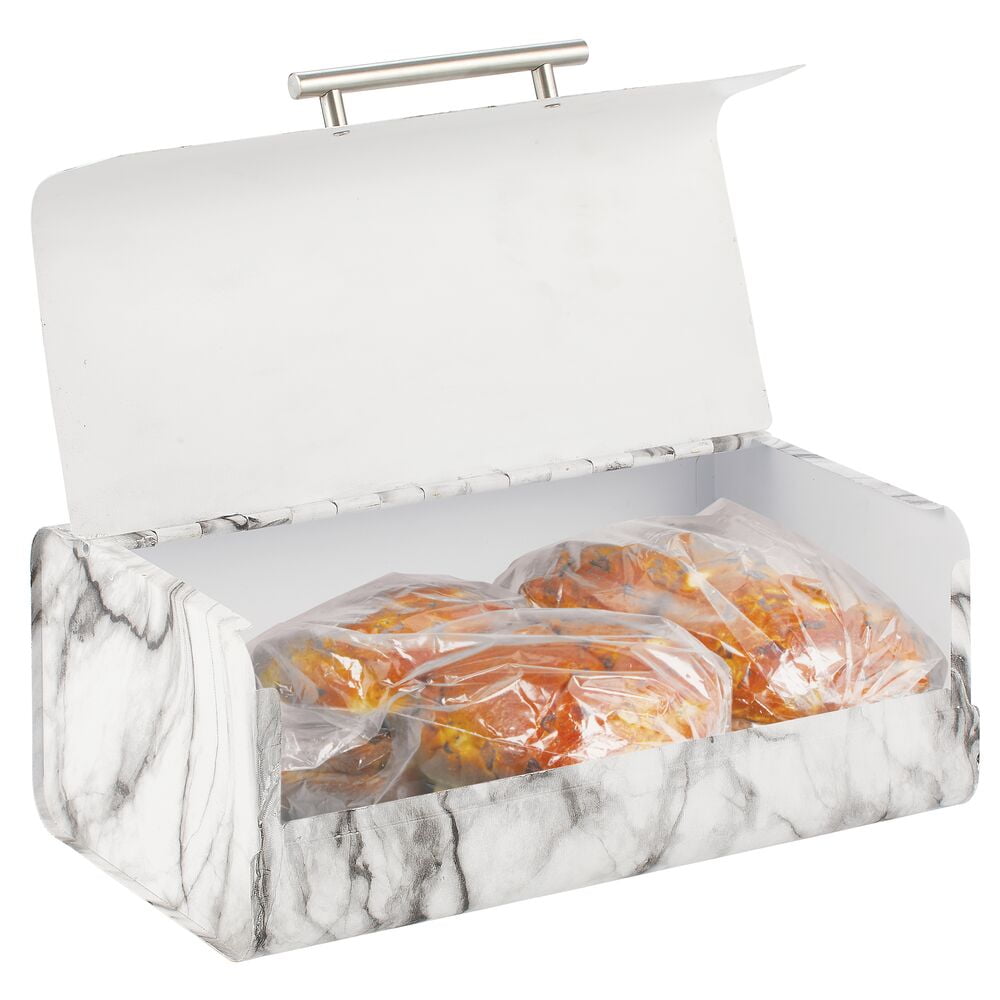 mDesign Metal Storage Box Bin with Hinged Lid, Home Storage Bin ...