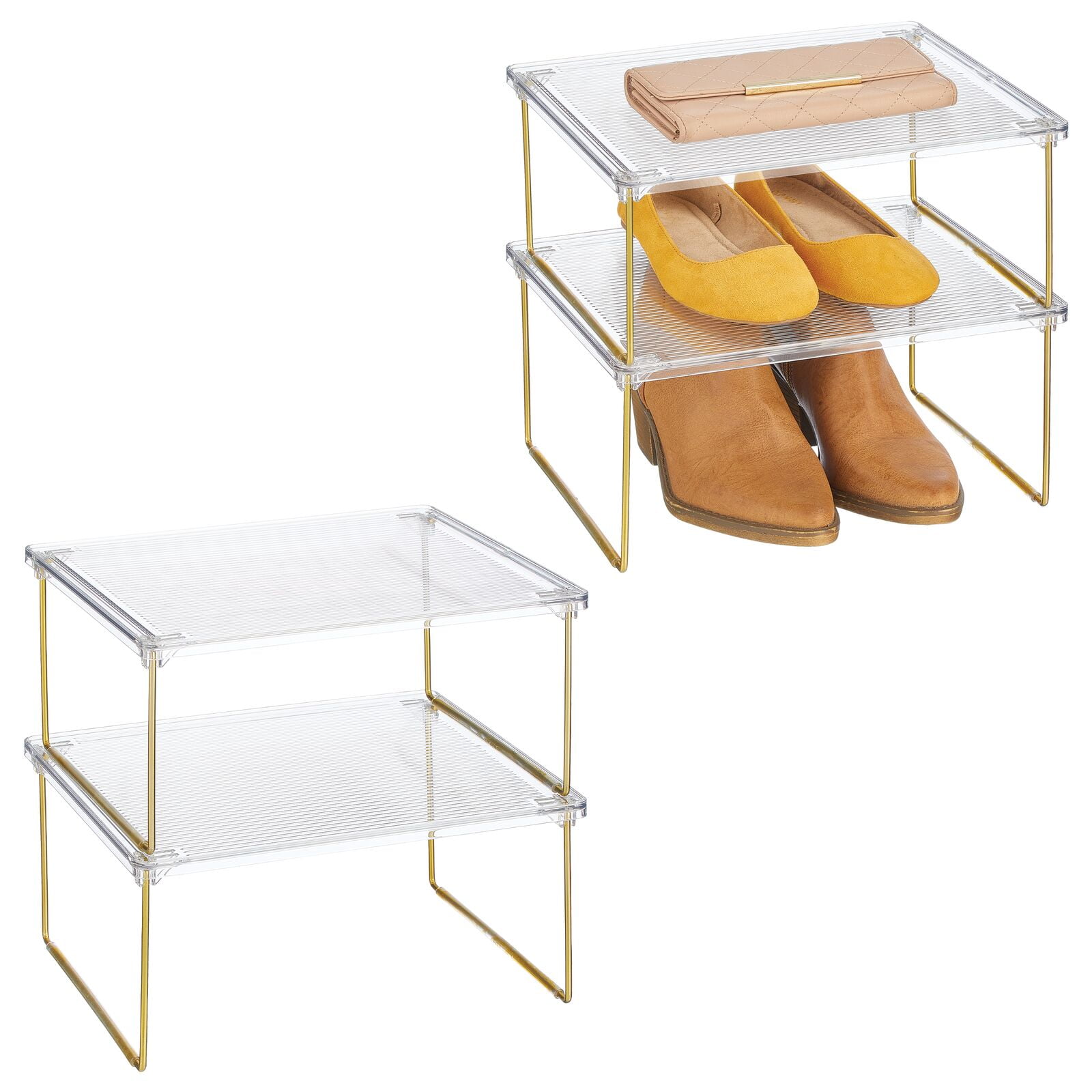 mDesign Clear Shelf Plastic Organizers - Metal Storage Organizing ...