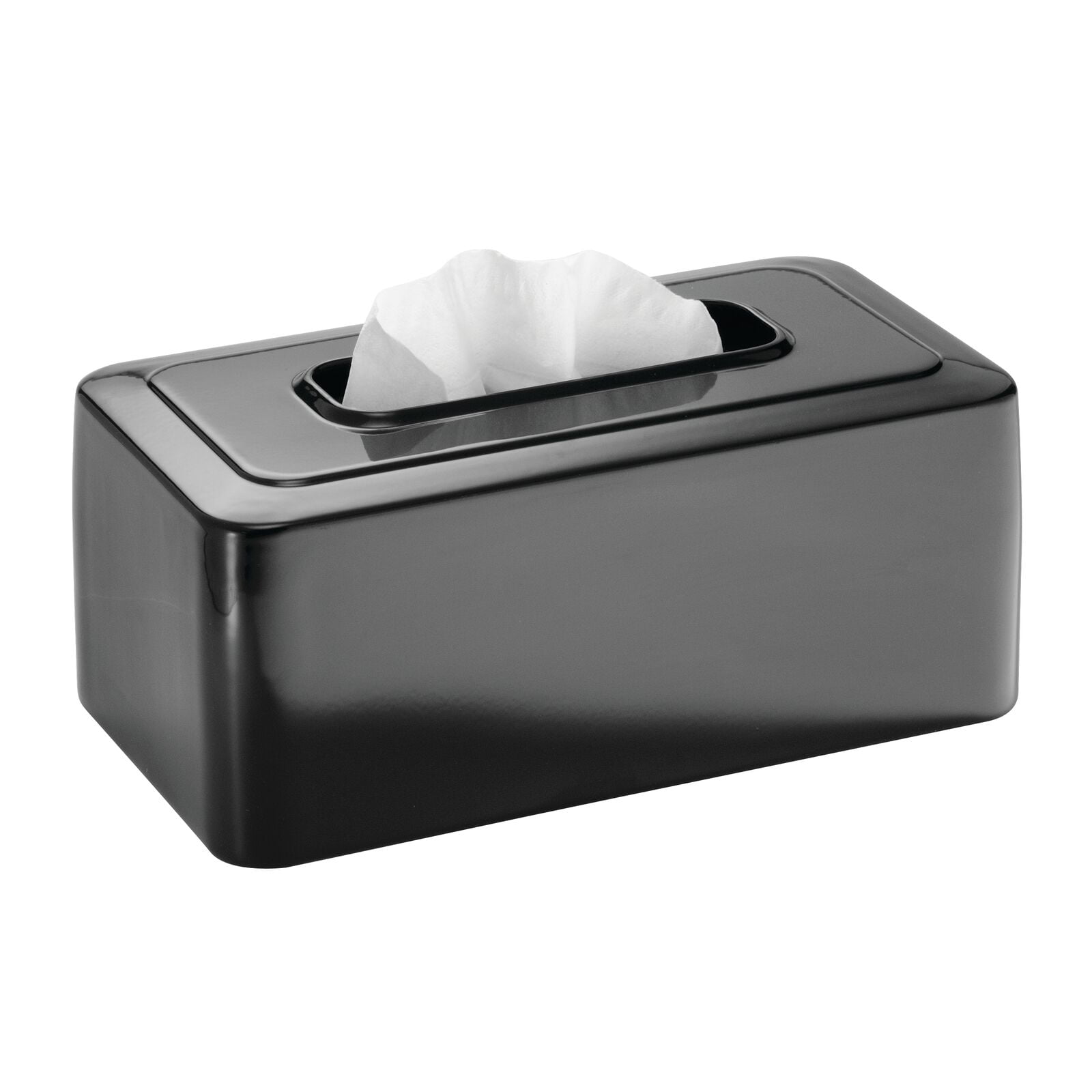 mDesign Metal Tissue Box Cover, Rectangular Holder for Storage - Black ...