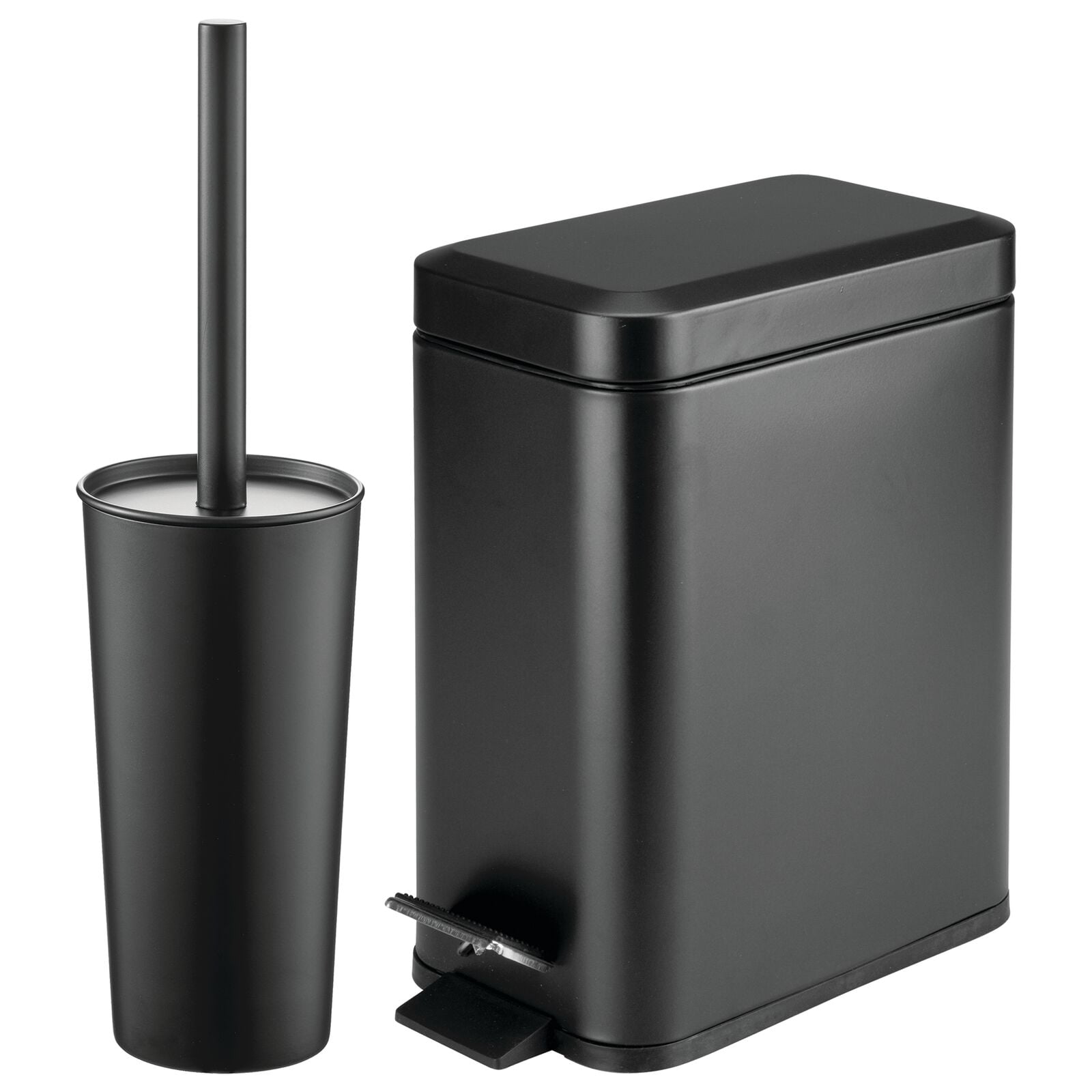mDesign Metal Toilet Bowl Brush and Holder + Wastebasket - Set of 2 ...