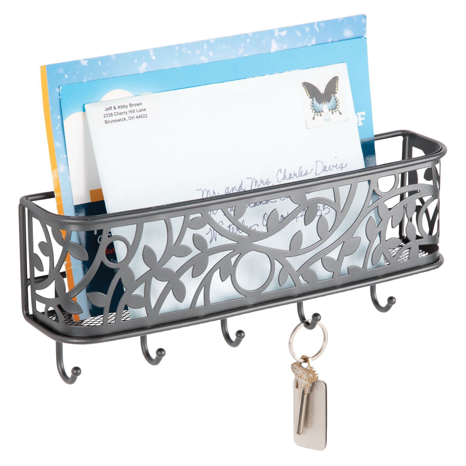 mDesign Metal Wall Mount Entryway Storage, Mail Sorter Basket ...