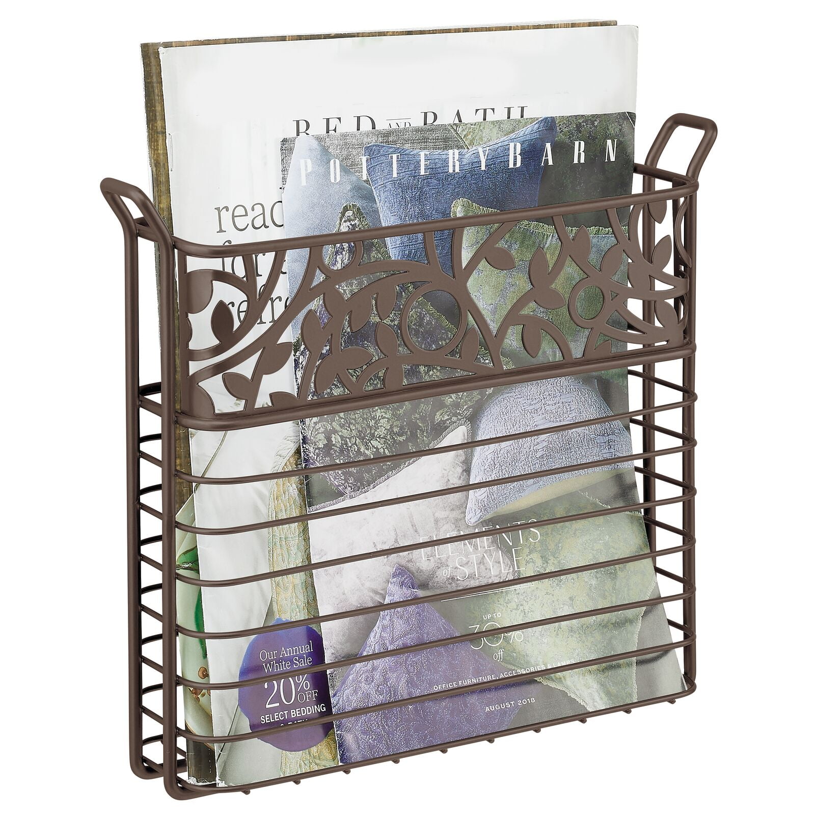 mDesign Metal Wall Mount Magazine, Book Holder, Compact Rack - Bronze ...