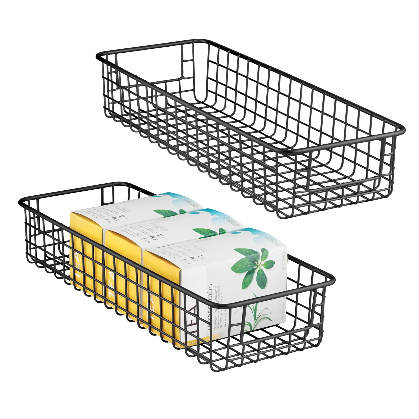 mDesign Metal Wire Basket for Organizing Storage Pantry - 2 Pack ...