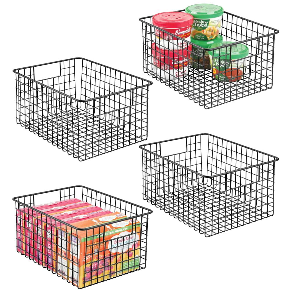 mDesign Metal Wire Food Organizer Basket with Built-In Handles, 4 Pack ...