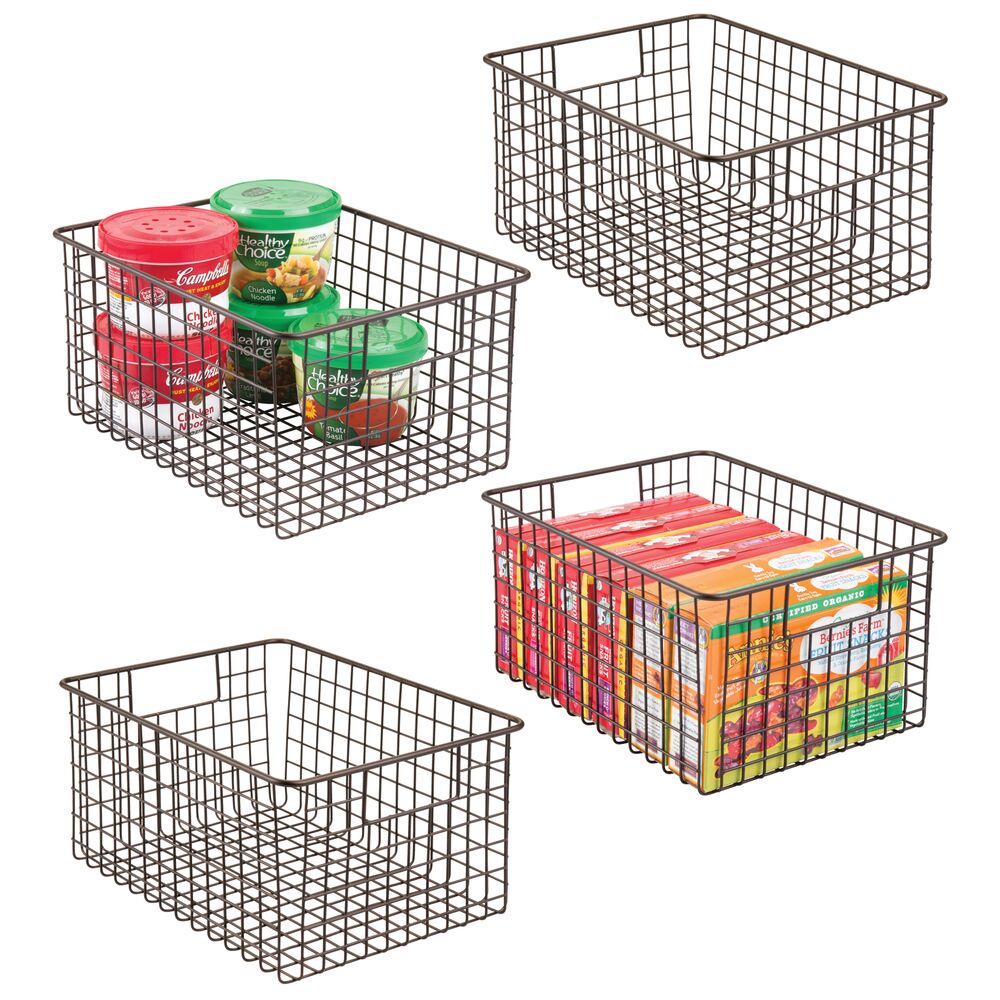 mDesign Metal Wire Food Organizer Basket with Built-In Handles, 4 Pack ...