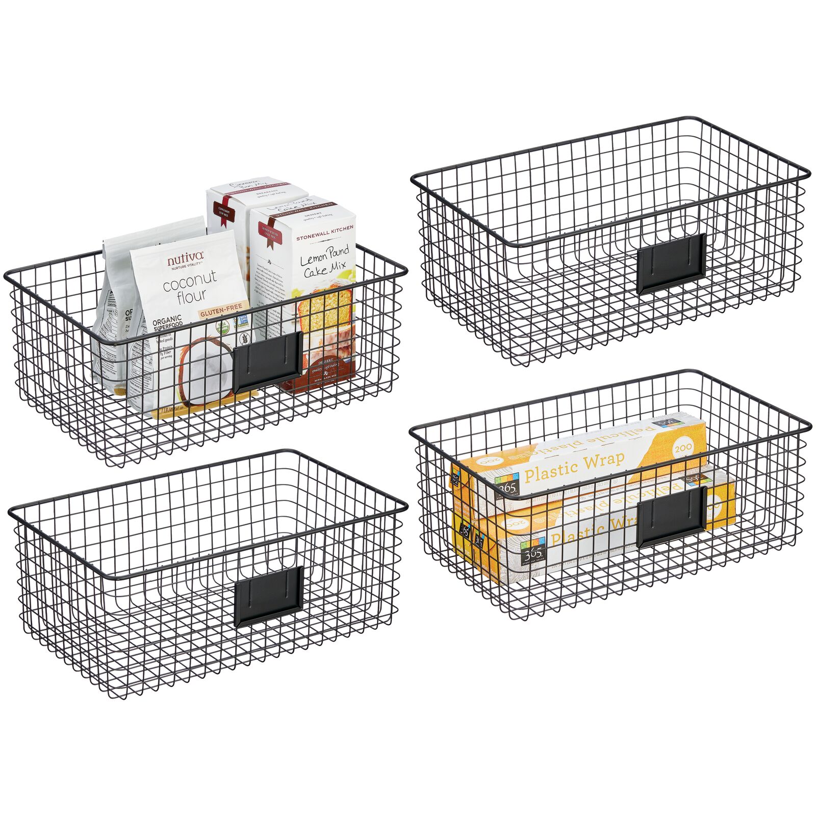 mDesign Metal Wire Kitchen Organizer Basket - Label Slot, 4 Pack, Matte ...