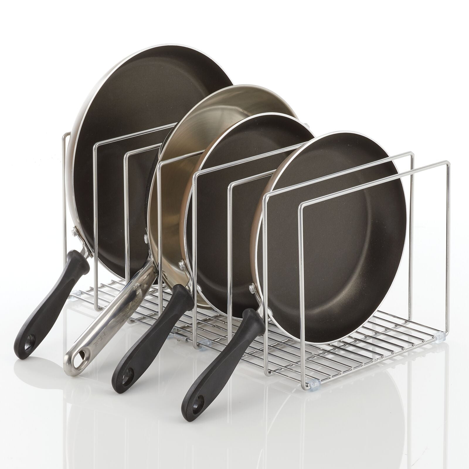mDesign Metal Wire Pot/Pan Organizer Rack for Kitchen, 8 Slots - Chrome ...