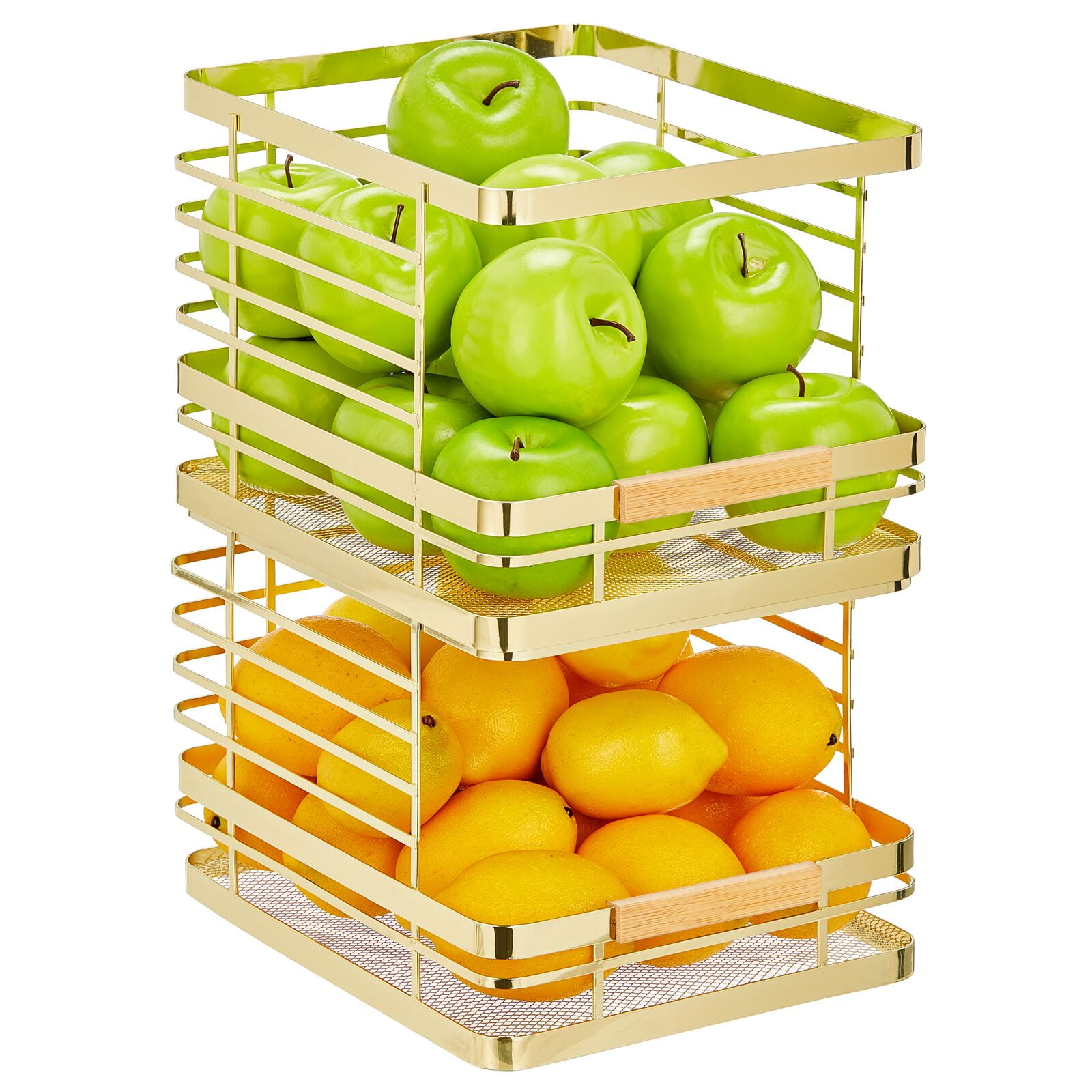 Mdesign Metal Wire Stackable Food Storage Bin Basket 2 Pack Soft