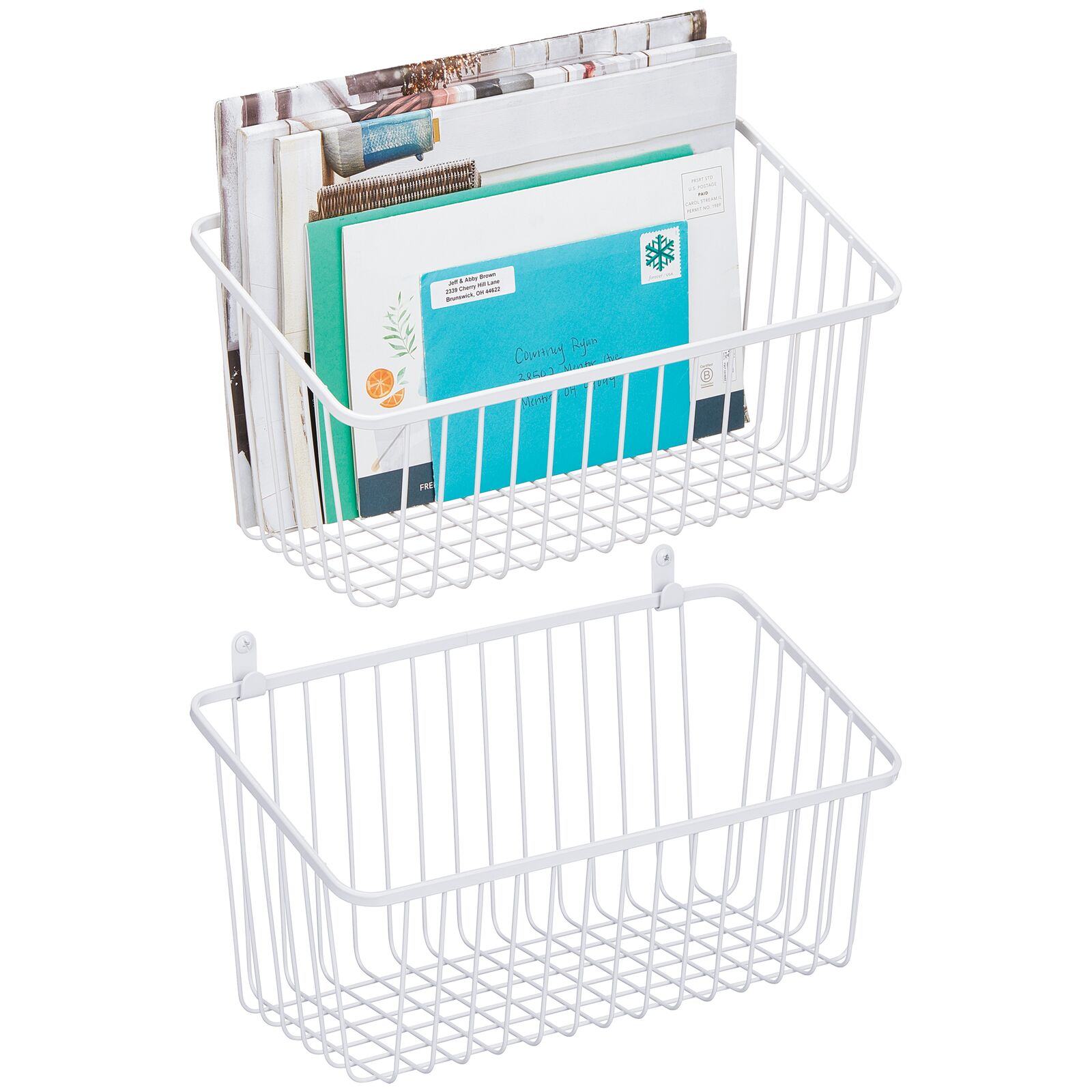 mDesign Mesh Organizing Wall Mount Storage Basket Bin, 2 Pack, Matte ...