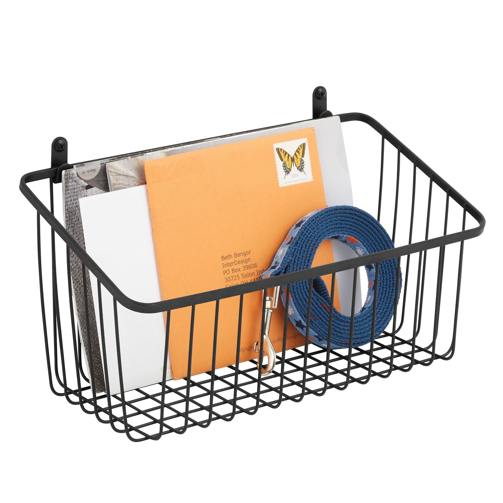 mDesign Metal Wire Wall Mounted Household Storage Organizer Basket ...