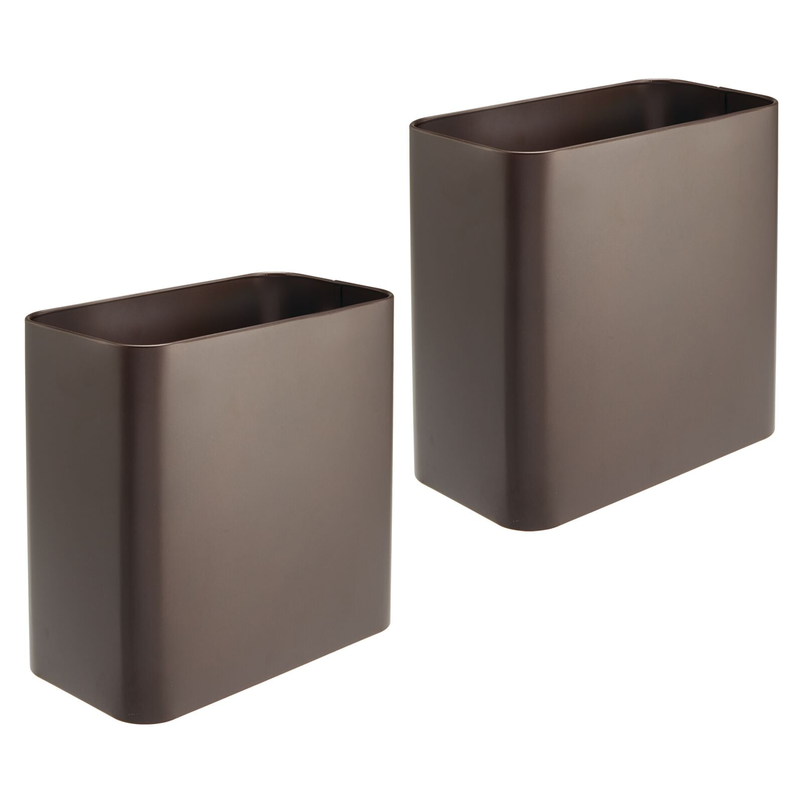 mDesign Mini Metal 2.4 Gallon Bathroom Trashcan Wastebasket Bin, 2 Pack ...