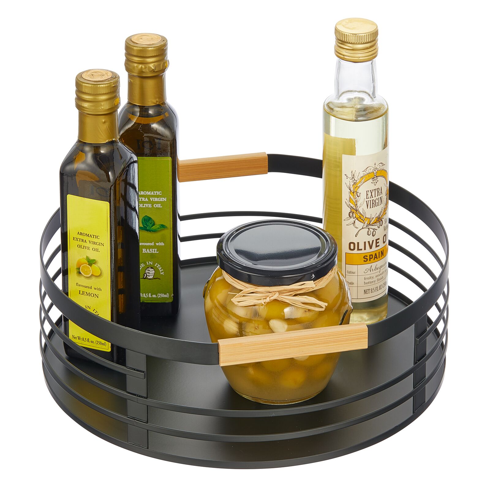 mDesign Modern Metal Lazy Susan Turntable Basket Tray - 11.5 Inch ...